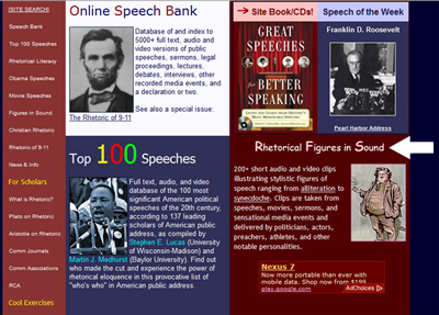 screenshot of American Rhetoric.com web site